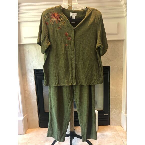 Koret | Jackets & Coats | Koret Womens Greenfloral Embroidered 2 Piece ...